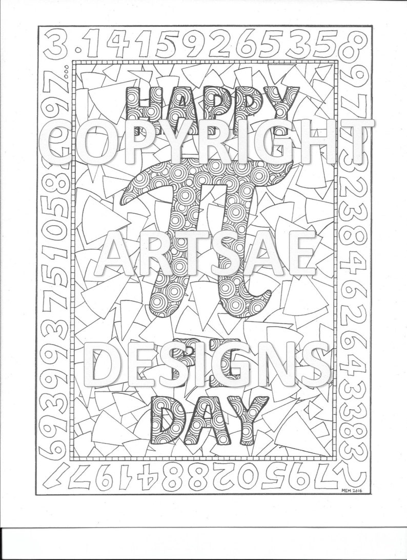 Coloring Page - Happy Pi Day - Etsy