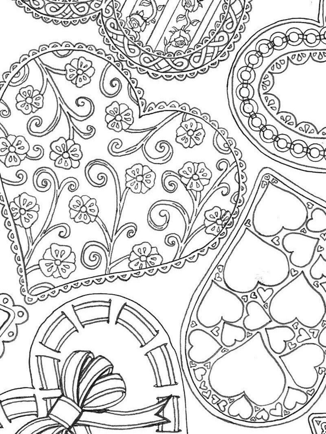 Coloring Page - Lace Valentines - Etsy
