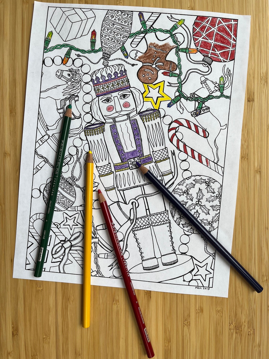 Coloring Page - Nutcracker & Christmas Ornaments - Etsy