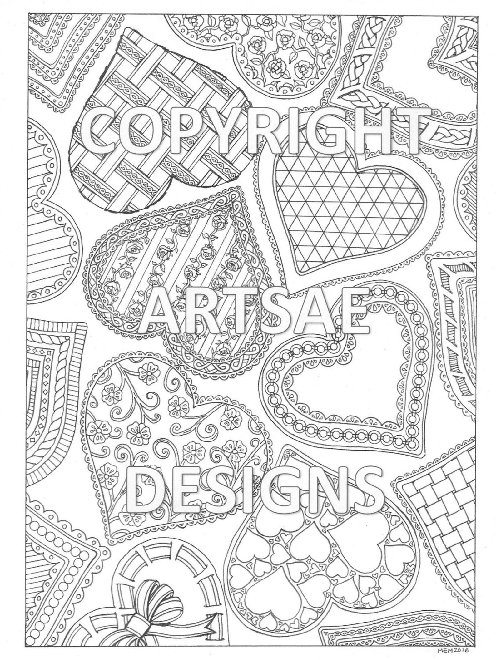 Coloring Page - Lace Valentines - Etsy