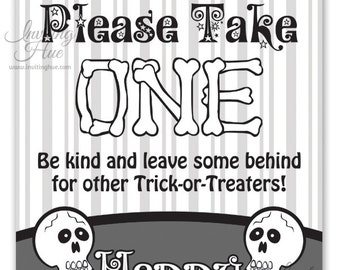 Printable Sign for Halloween Candy Bowl for Trick-or-treaters - Instant ...