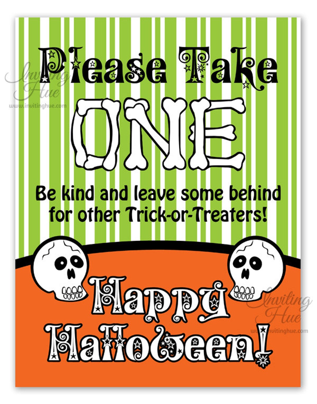 Printable Sign for Halloween Candy Bowl for Trick-or-treaters - Instant ...