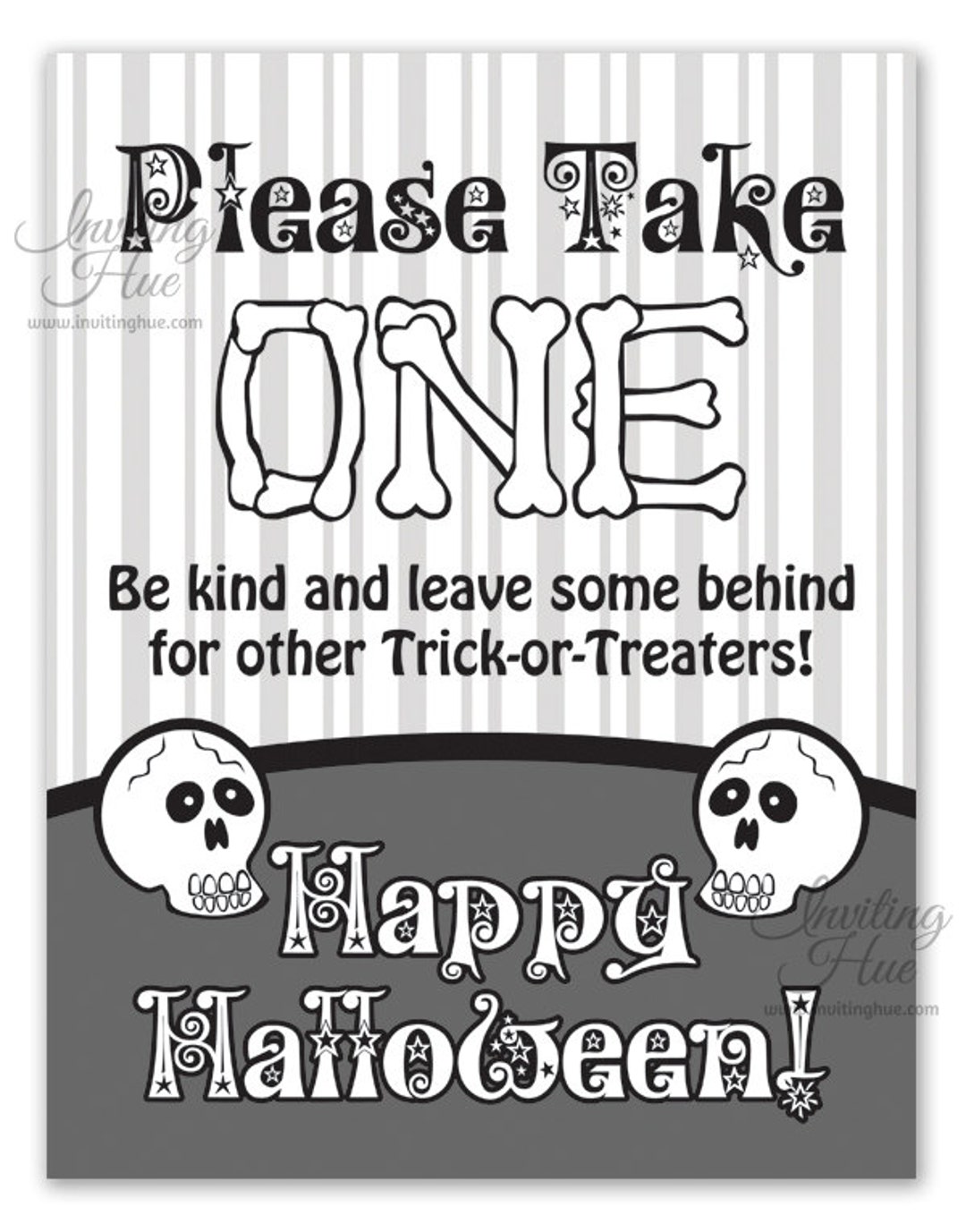 Printable Sign for Halloween Candy Bowl for Trick-or-treaters - Instant ...