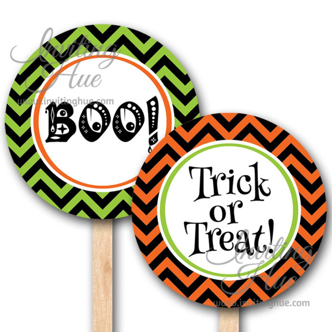 Halloween Cupcake Toppers, Stickers, or Tags - Printable - Boo! Trick ...