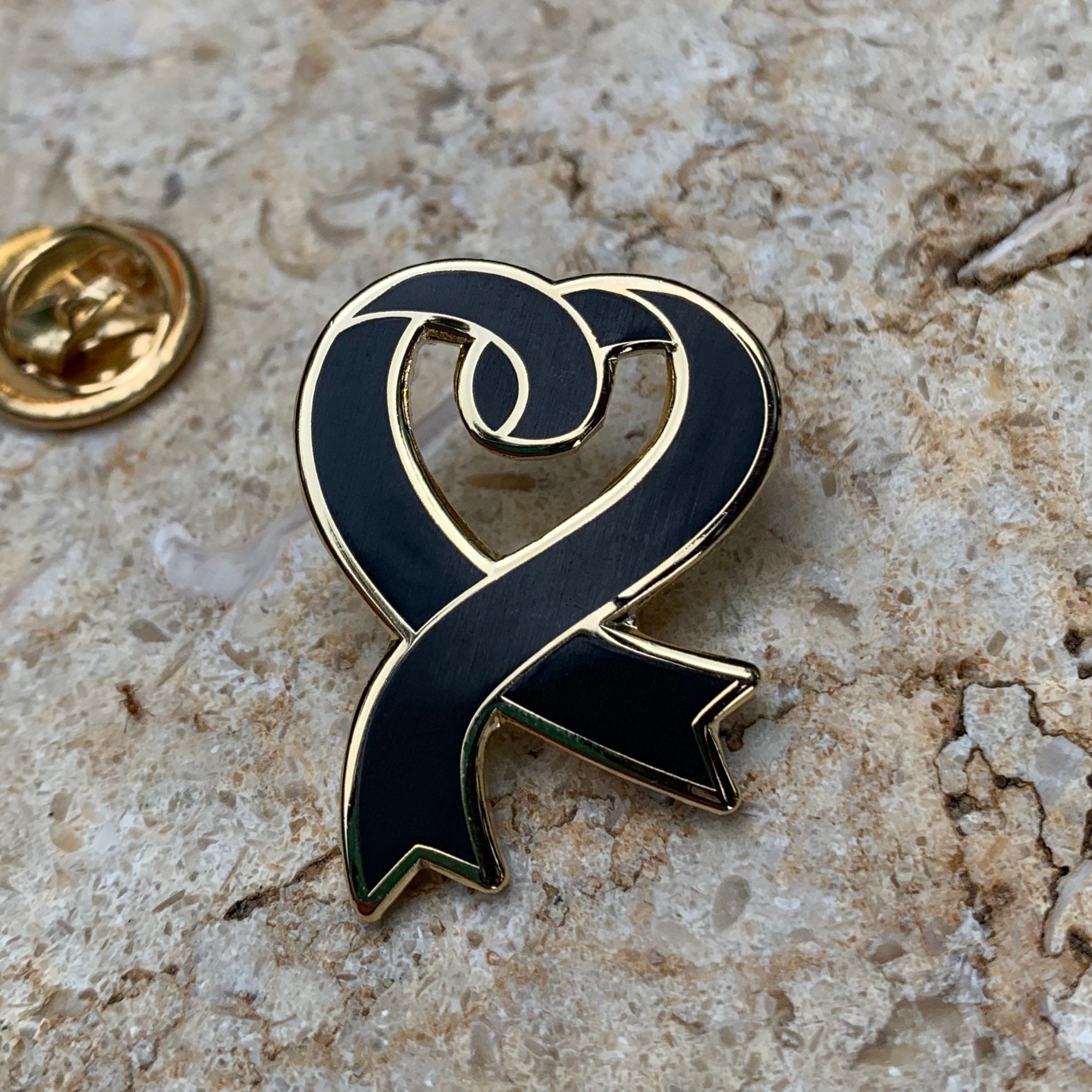 Heart Awareness Ribbon Hard Enamel Lapel Pin in Pink, Red, Orange ...