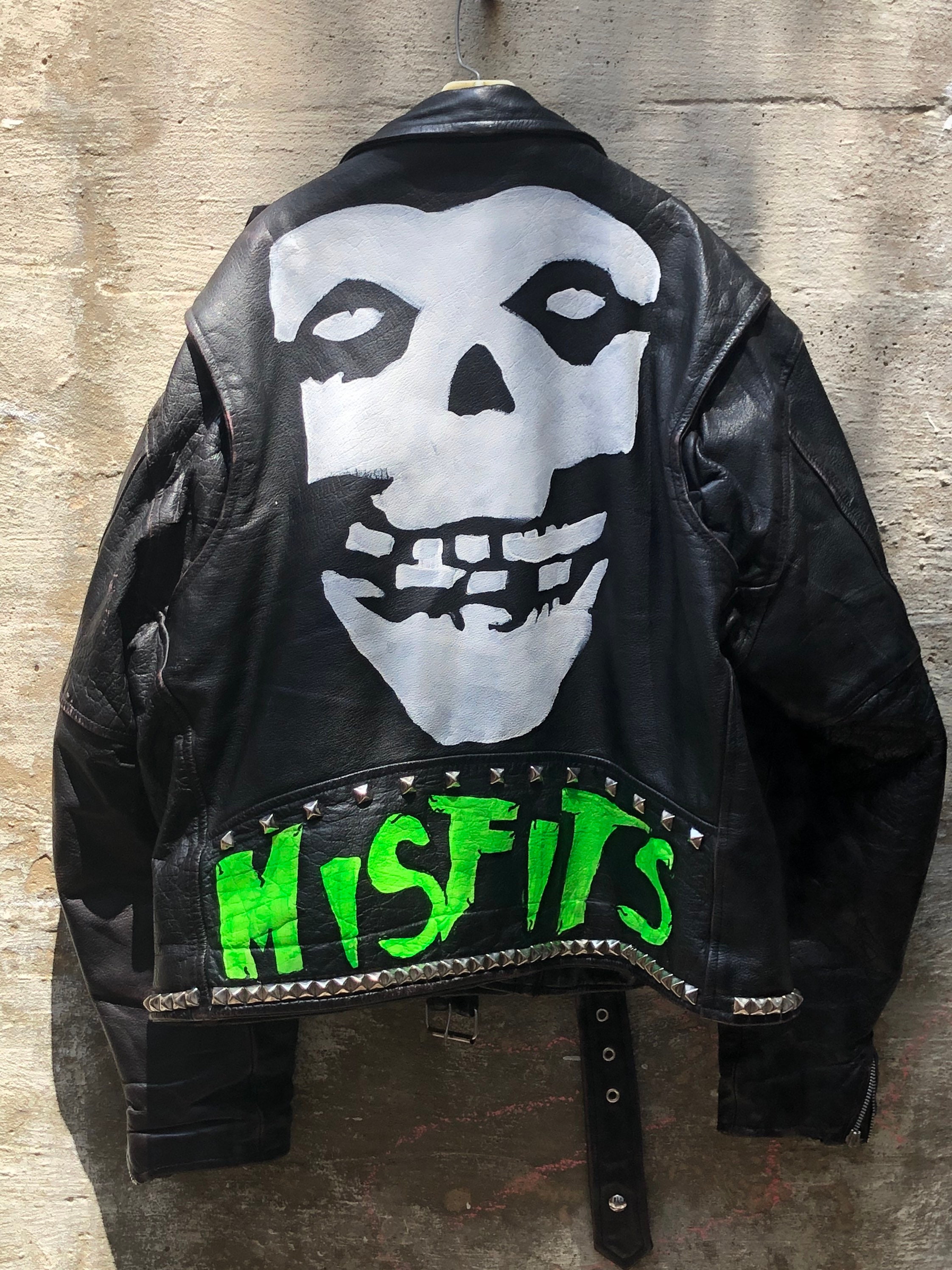 Size 48 XL Misfits Leather Jacket 1980s Studded Triumph Jacket | Etsy