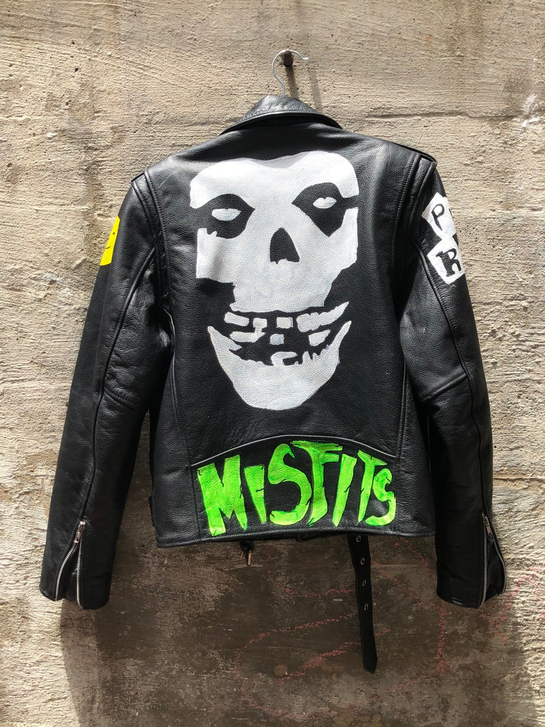Size 38 Misfits Leather Jacket Motorcycle Leather Hand Painted Art ...