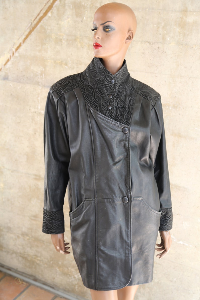 1980s Genuine Leather Jacket 80s Fashion 1980s Long Coat Steet | Etsy