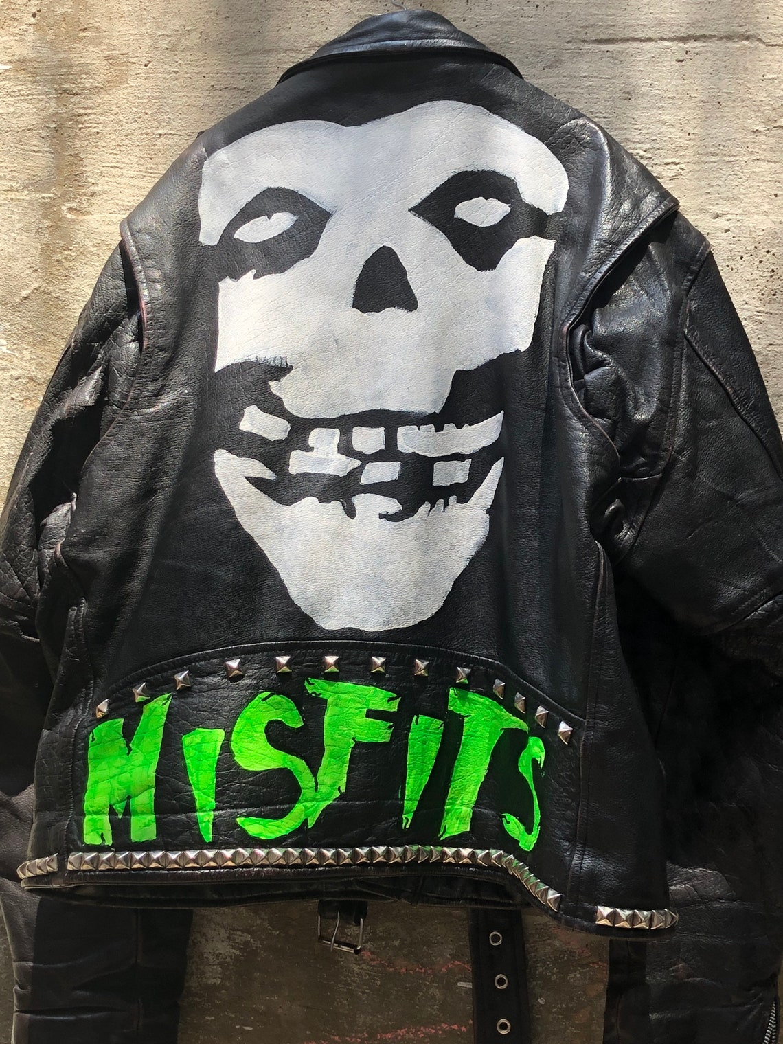 Size 48 XL Misfits Leather Jacket 1980s Studded Triumph Jacket | Etsy