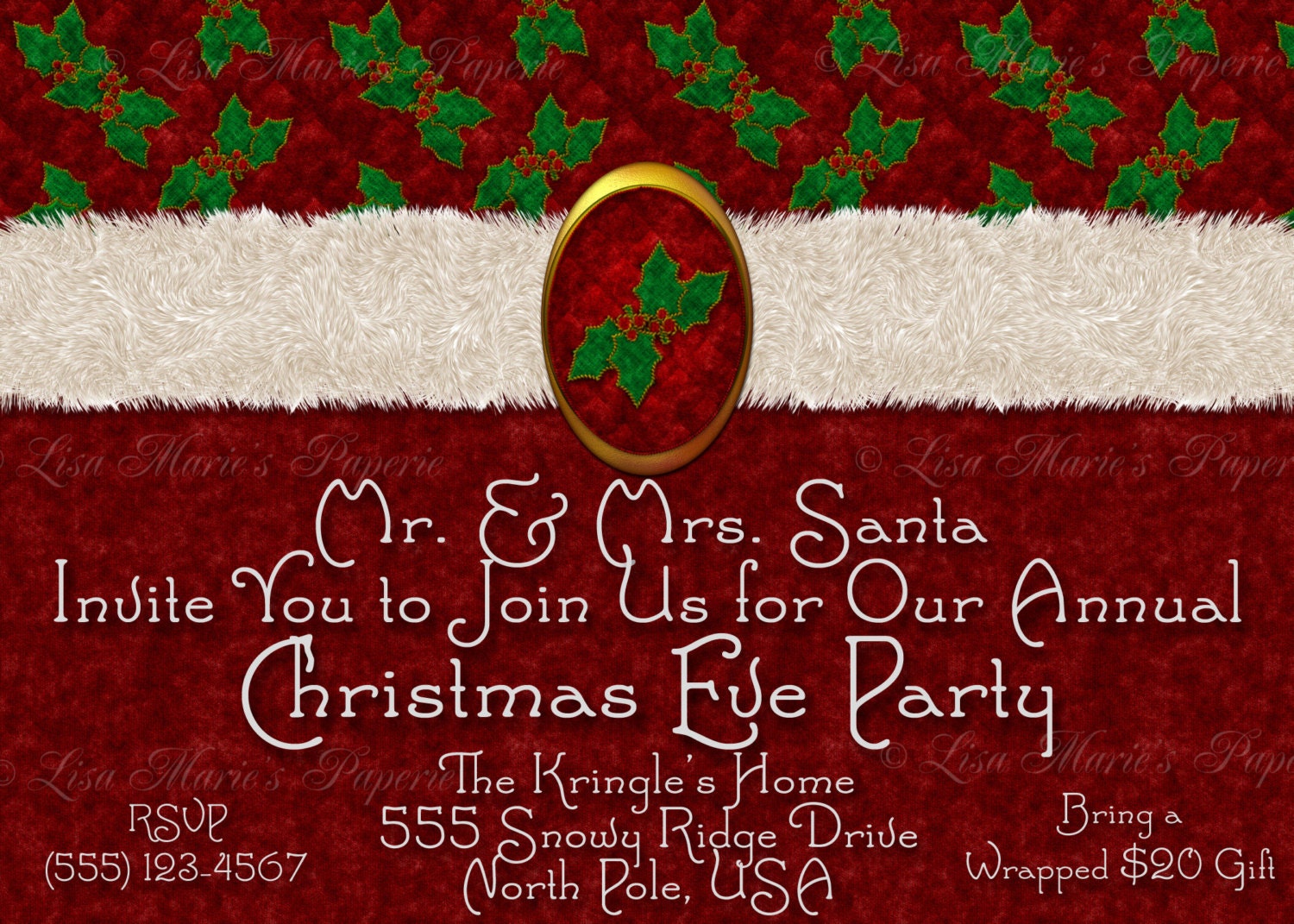 Christmas Santa Party Invitation Handmade Digital Invite - Etsy