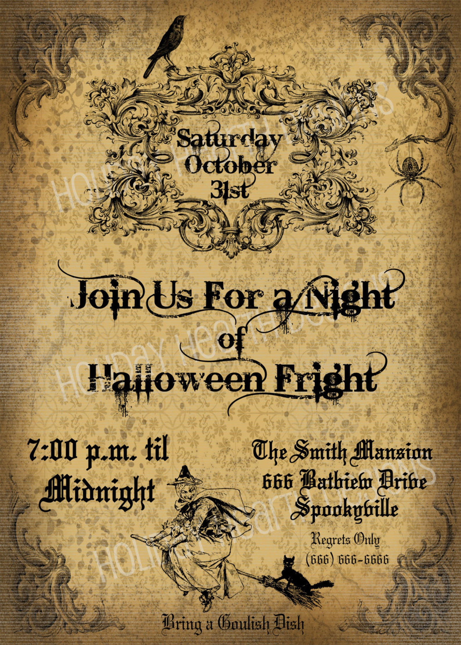 Halloween Invitation Handmade Digital Invite Halloween Party - Etsy