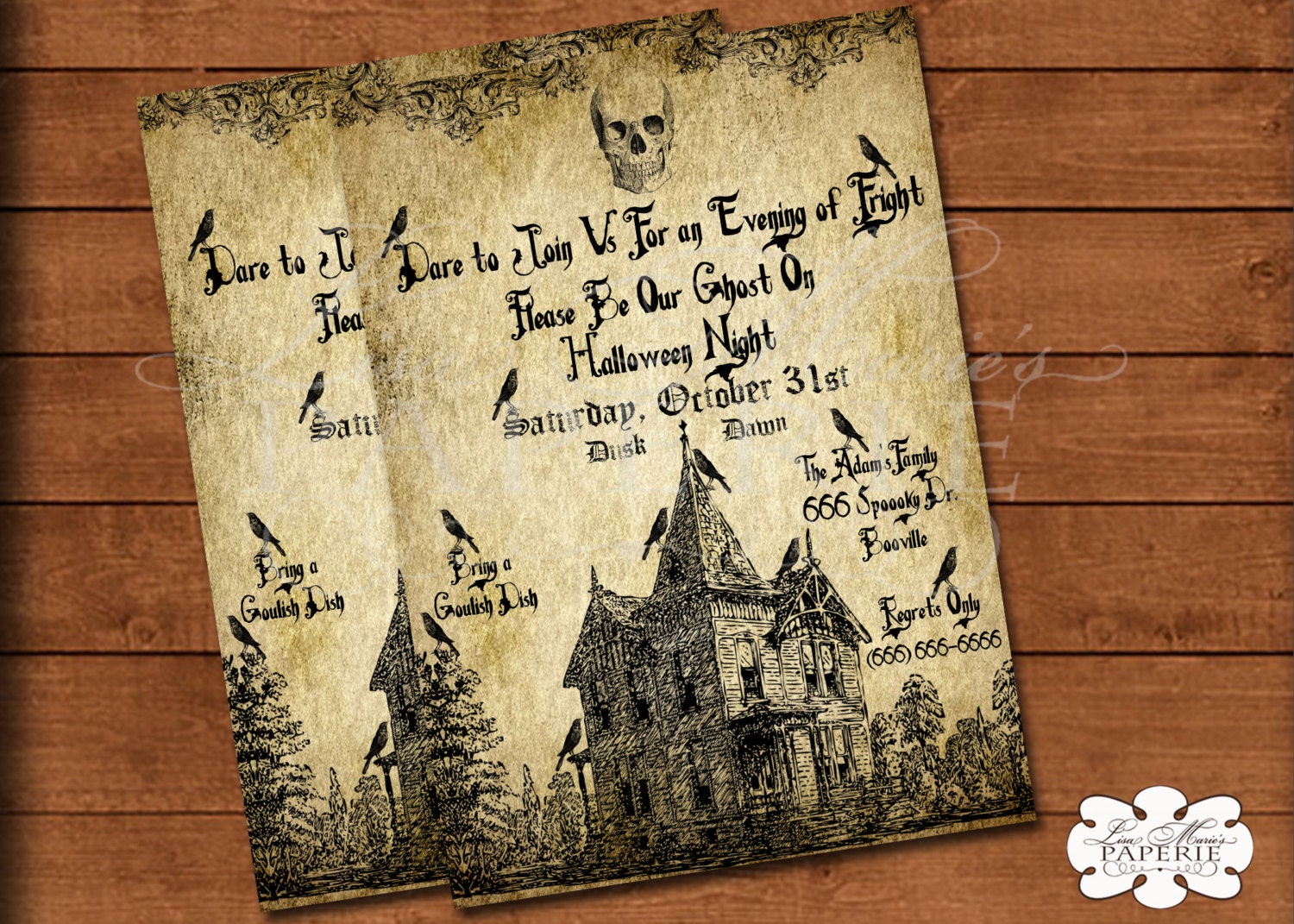 Halloween Haunted House Invitation, Handmade Digital Invite, Halloween ...