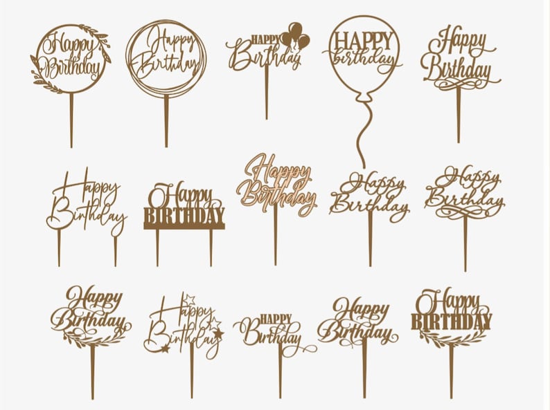 Happy Birthday Cake Topper - 15 Design Options - Personalization ...