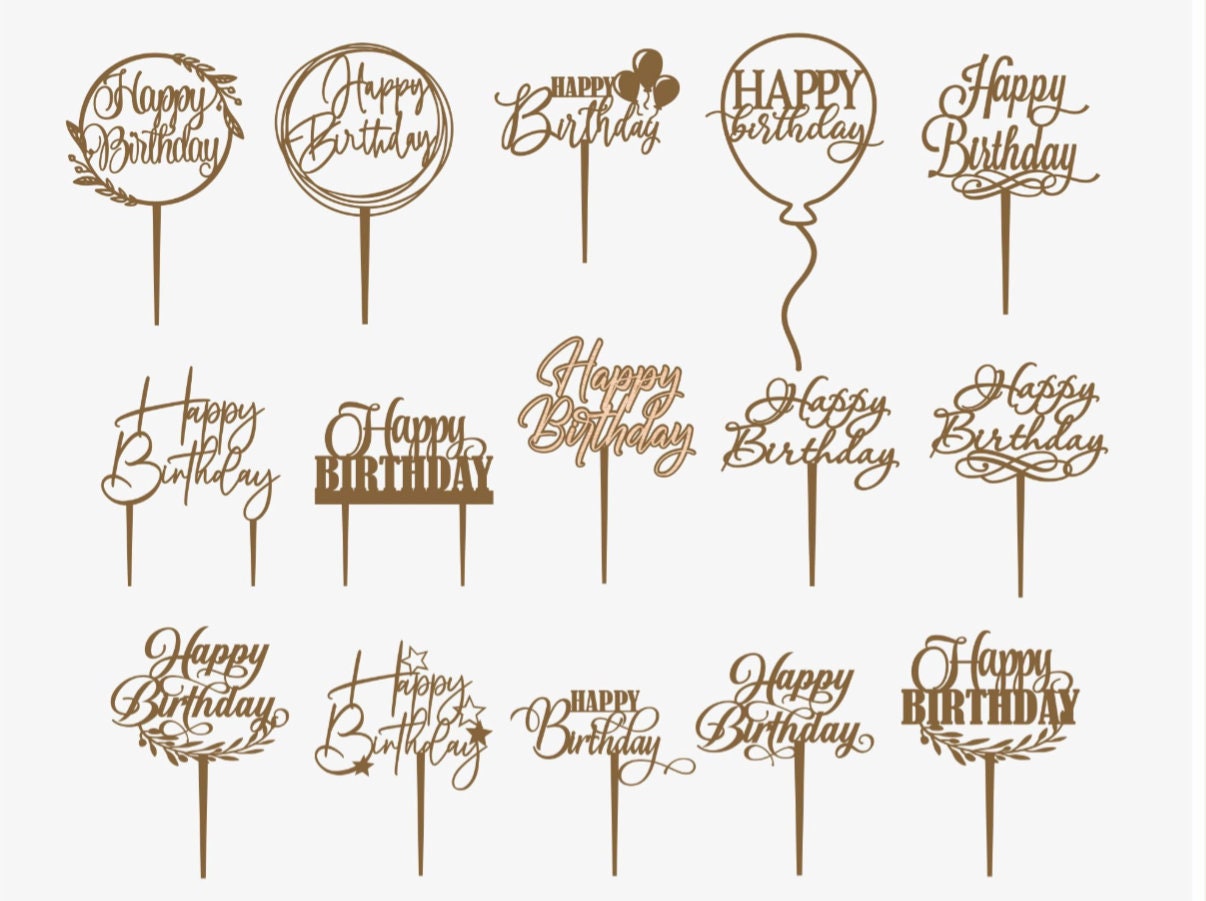 Happy Birthday Cake Topper - 15 Design Options - Personalization ...