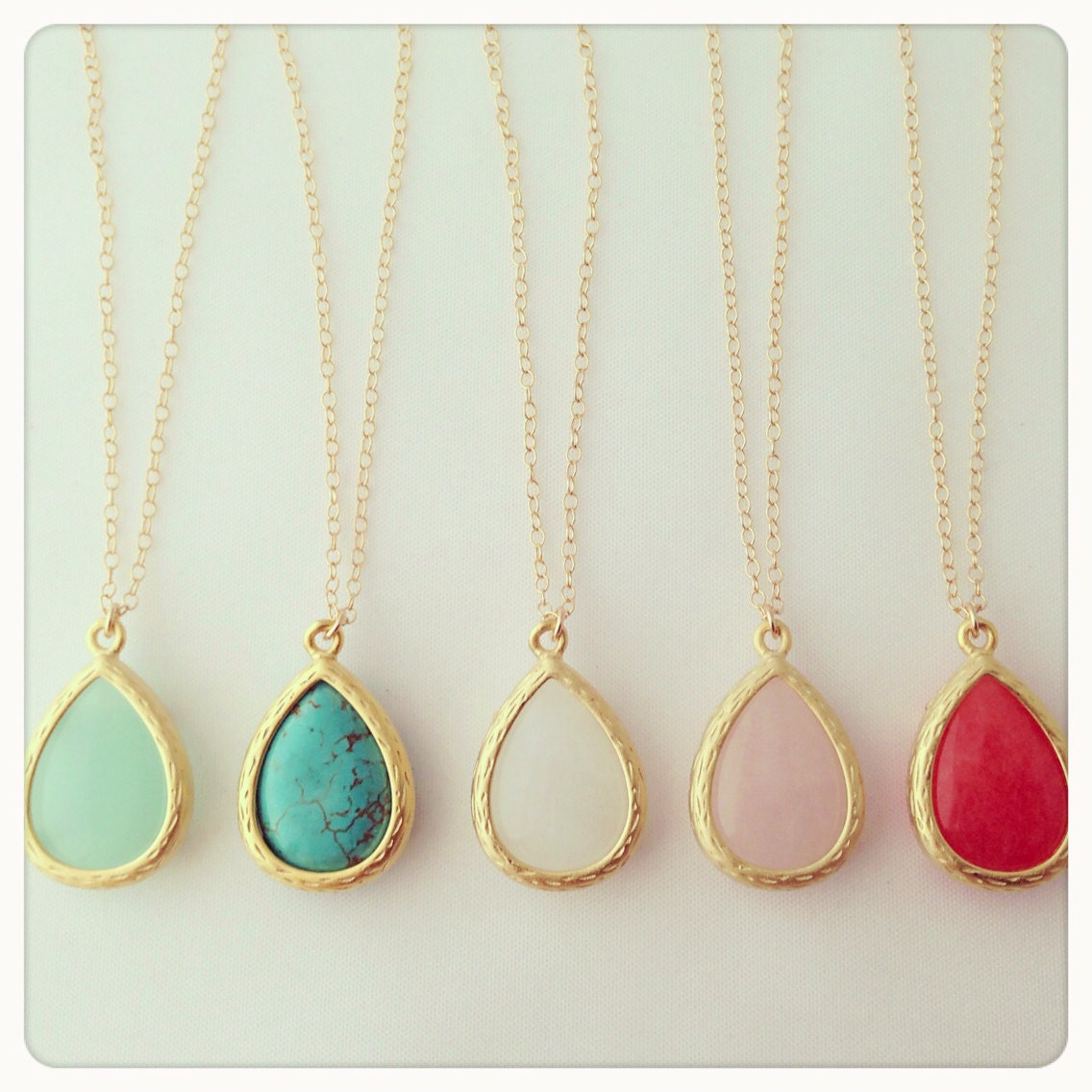 Delicate Stone Pendant Gold Filled Necklace Perfect Gift for Weddings ...