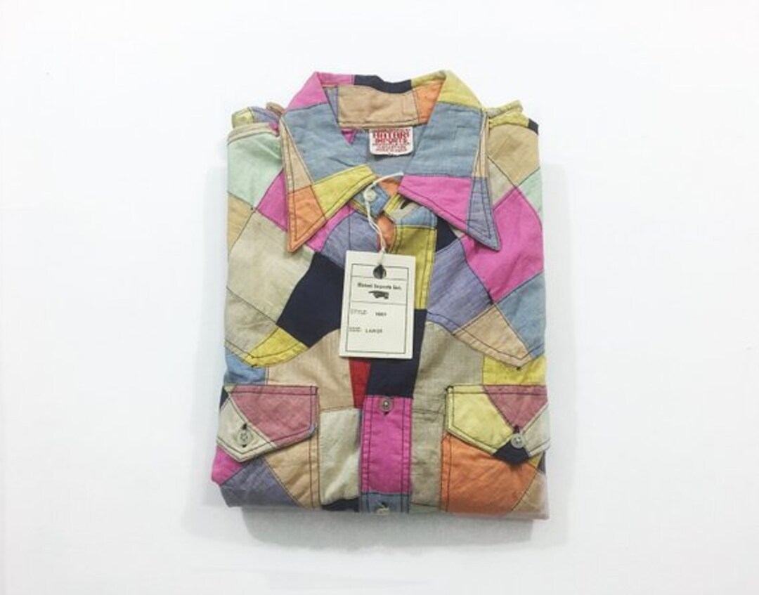 Indian Patchwork Shirt | Madras 70s Vtg Deadstock India Multi-color ...