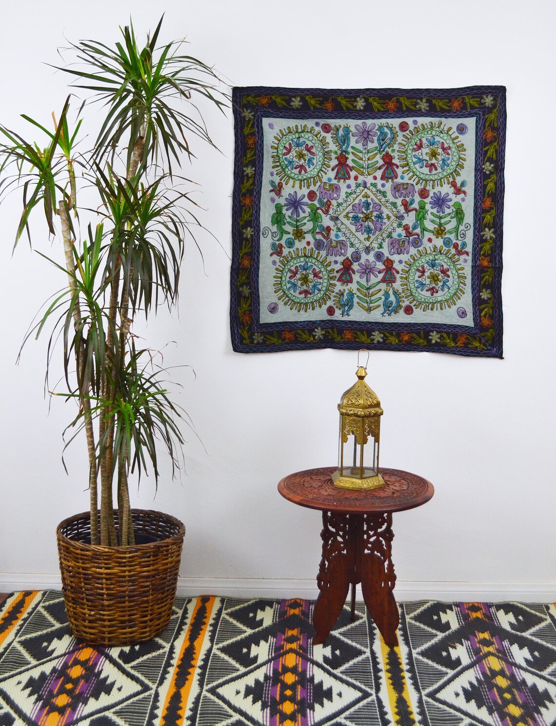 70s Boho Tapestry | Embroidered Tapestry | Indian Tapestry | 1970s ...