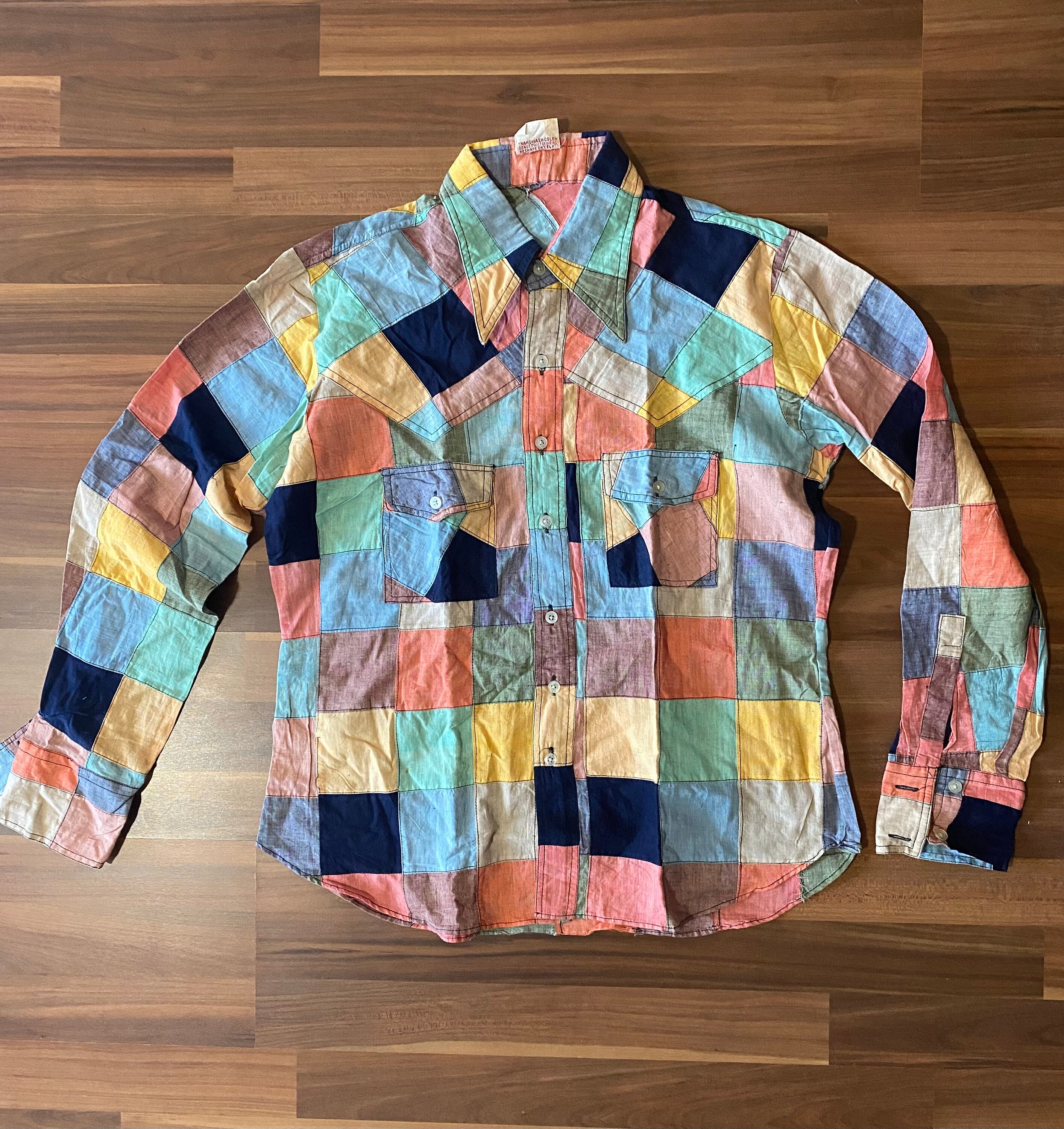 Indian Patchwork Shirt Madras 70s Vtg Deadstock India Multi-color ...