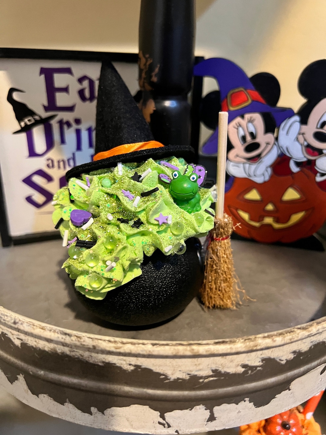 Witchs Cauldron Mini Faux Whipped Cream Cup Topper Ornament Table ...