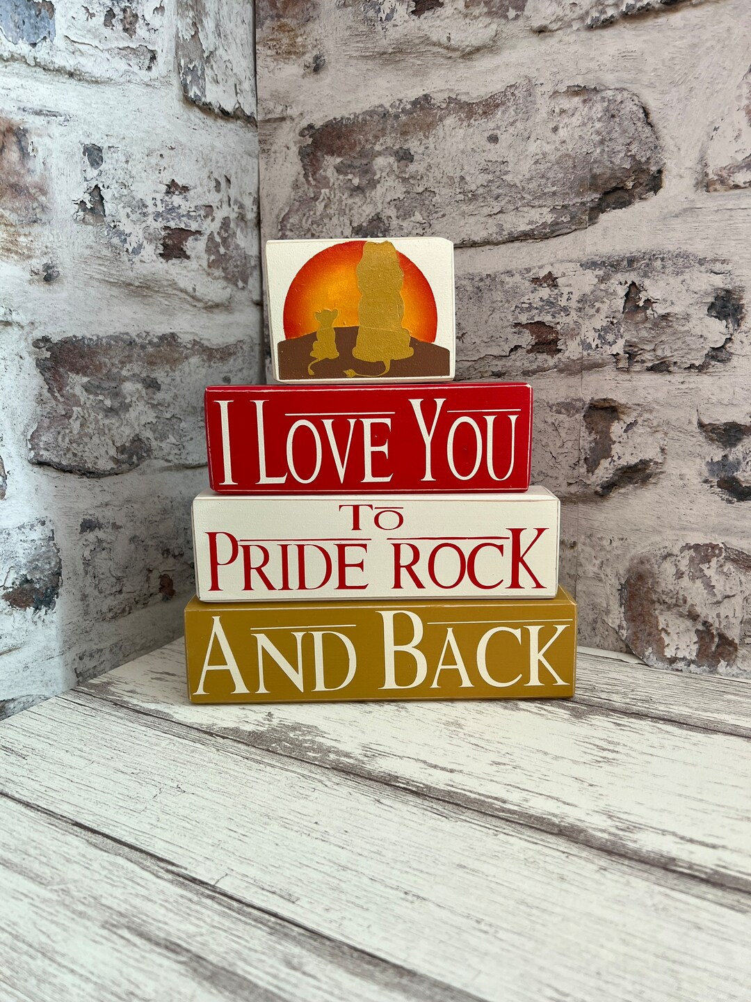 I Love You to Pride Rock and Back 4 Piece Wood Block Set | Lion King ...