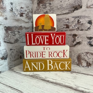 I Love You to Pride Rock and Back 4 Piece Wood Block Set | Lion King ...