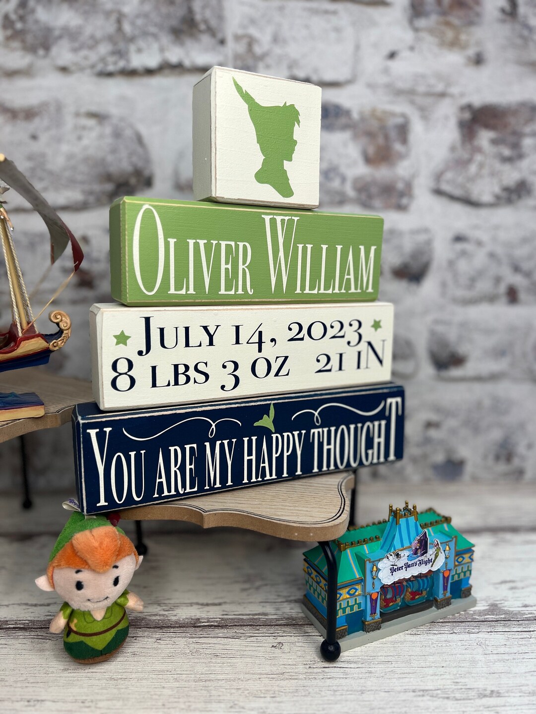 You Are My Happy Thought 4 Piece Wood Block Set With Topper Options ...