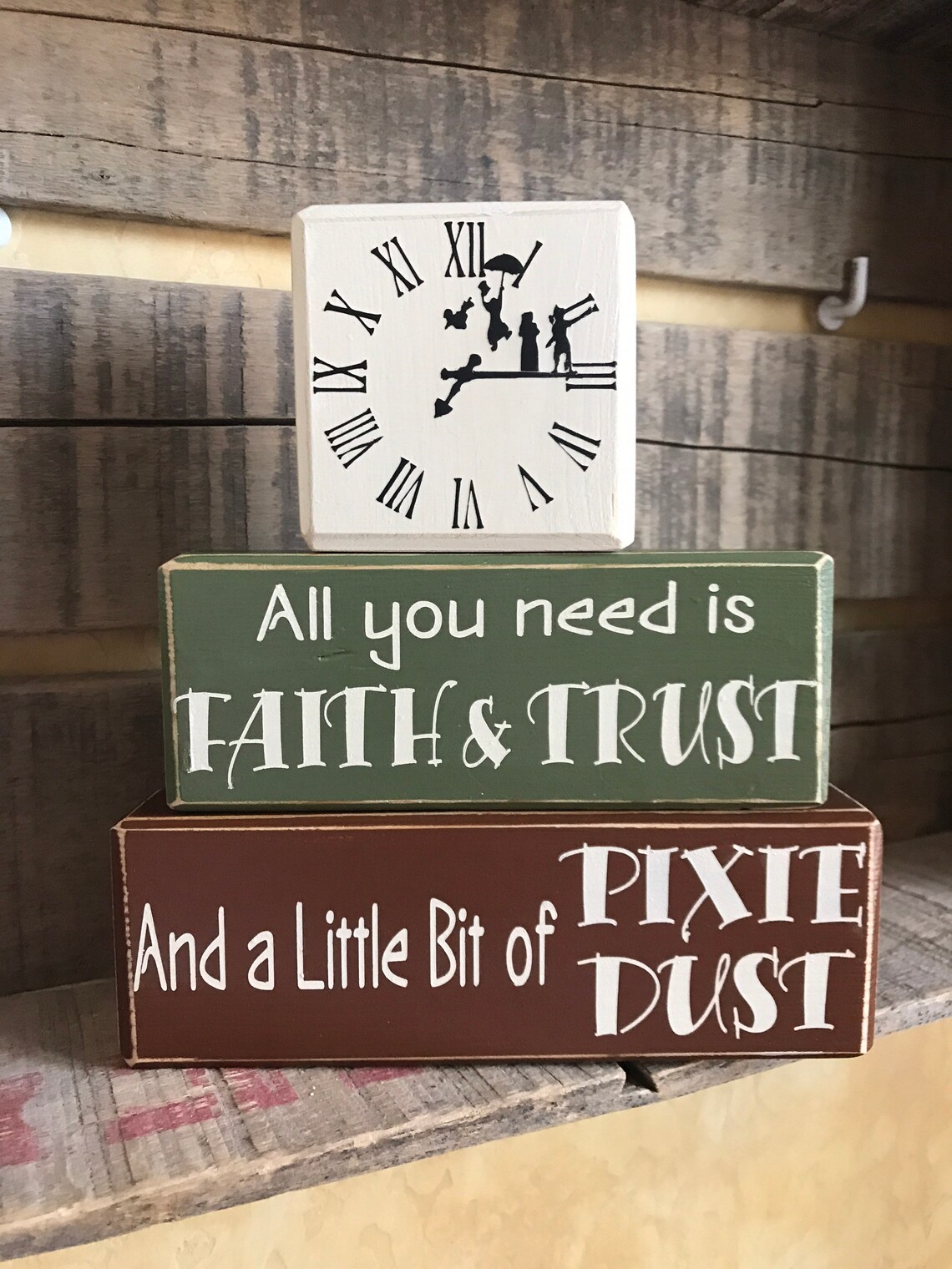 Peter Pan All You Need is Faith Trust and A Little Pixie Dust 3 Piece ...