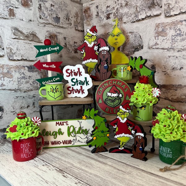 Grinch Tiered Tray Decor - Etsy