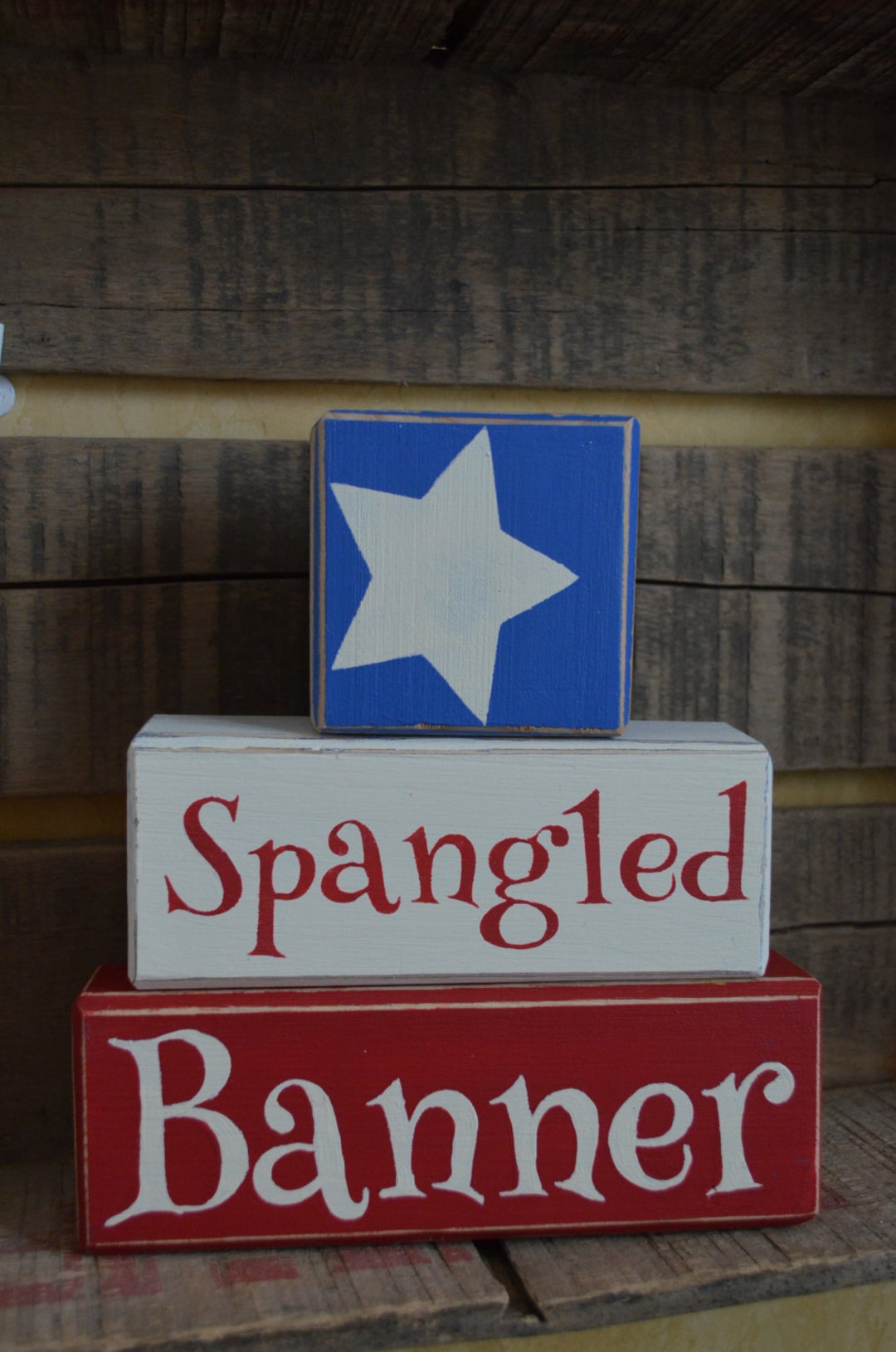 Star Spangled Banner Stacking Blocks | 4th of July | Memorial Day Decor ...