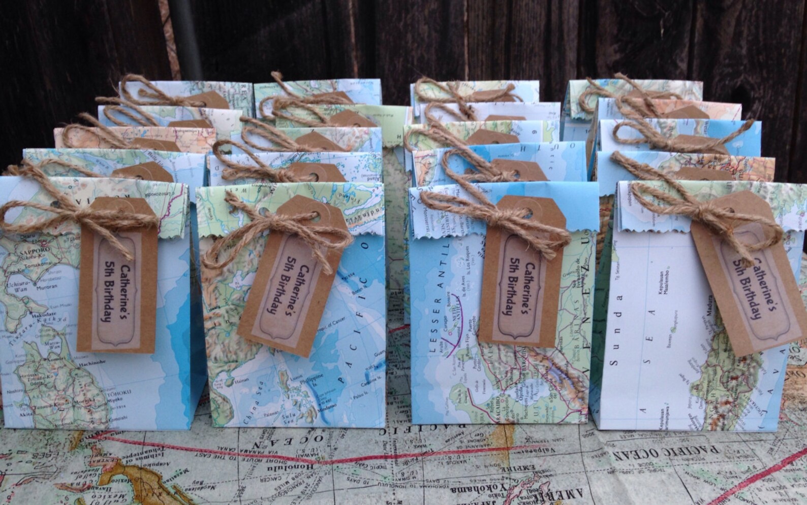 20 World Map Favor Bags - Etsy