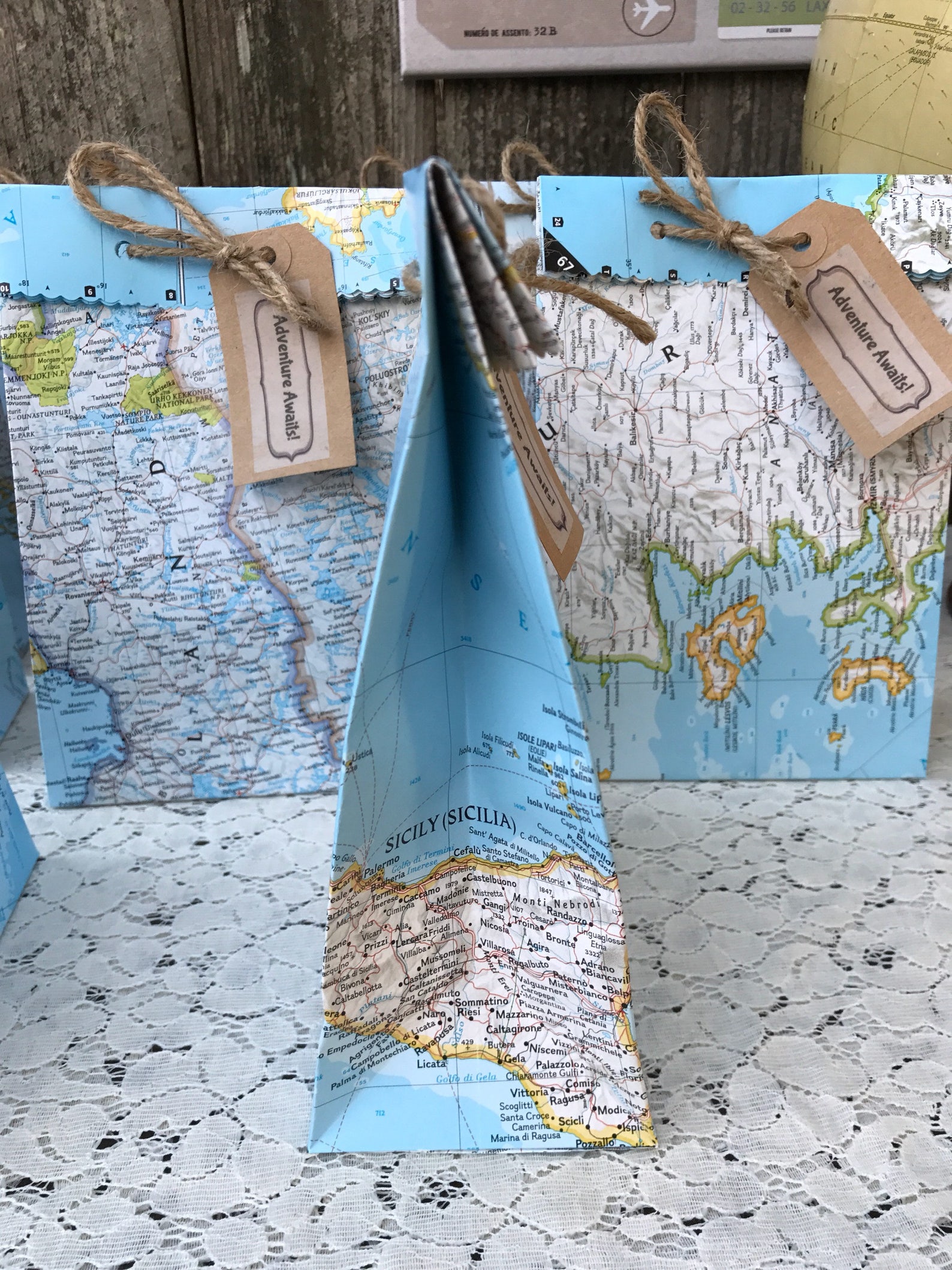 10 Medium Size World Map Favor Bags - Etsy