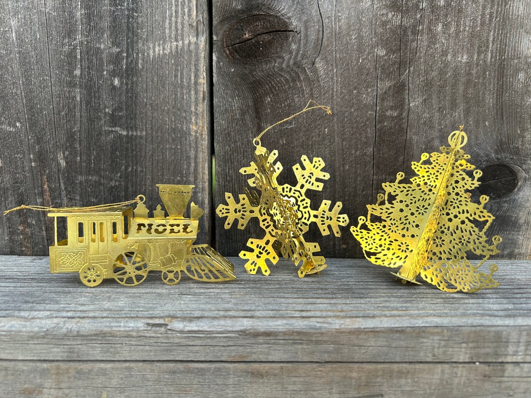 Vintage Brass Christmas Ornaments Set of 3/ 3D Brass Ornaments - Etsy Vintage Brass Christmas Ornaments Set of 3/ 3D Brass Ornaments - Etsy