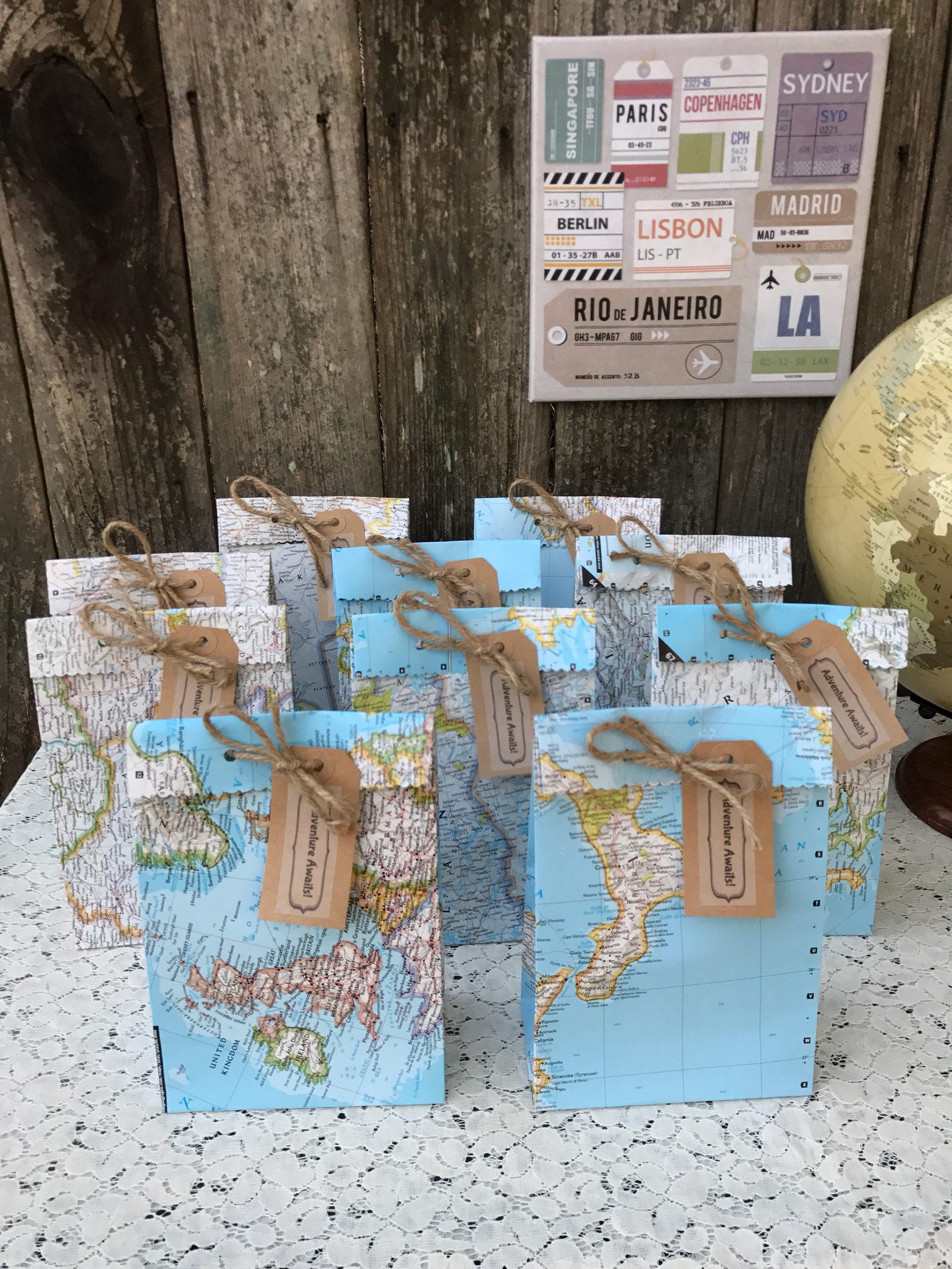 10 Medium Size World Map Favor Bags - Etsy