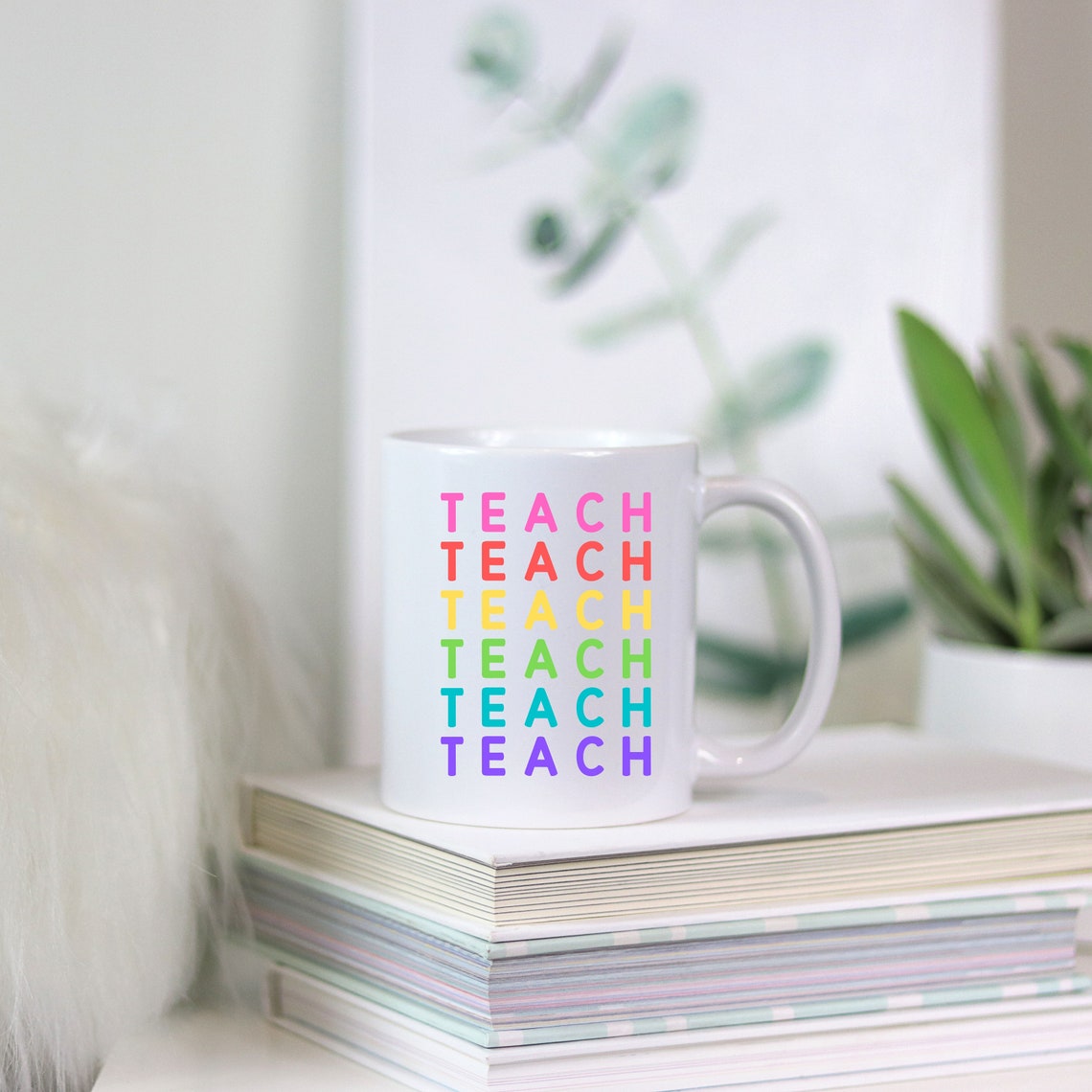 TEACH Mug Rainbow Teacher Coffee Mug Pen Holder Teacher - Etsy.de