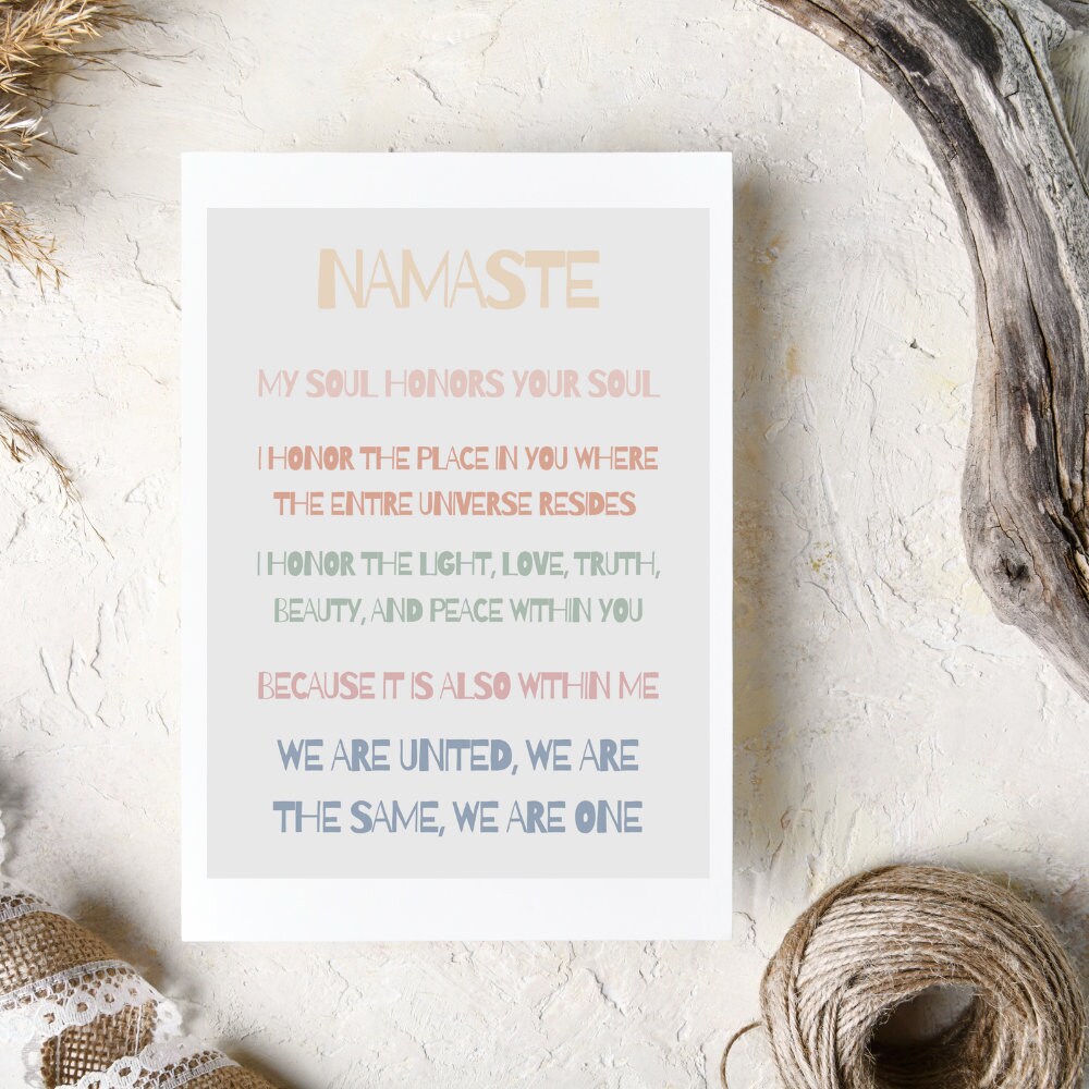 Namaste Definition Print, Namaste Sign, Namaste Printable, Yoga Poster ...
