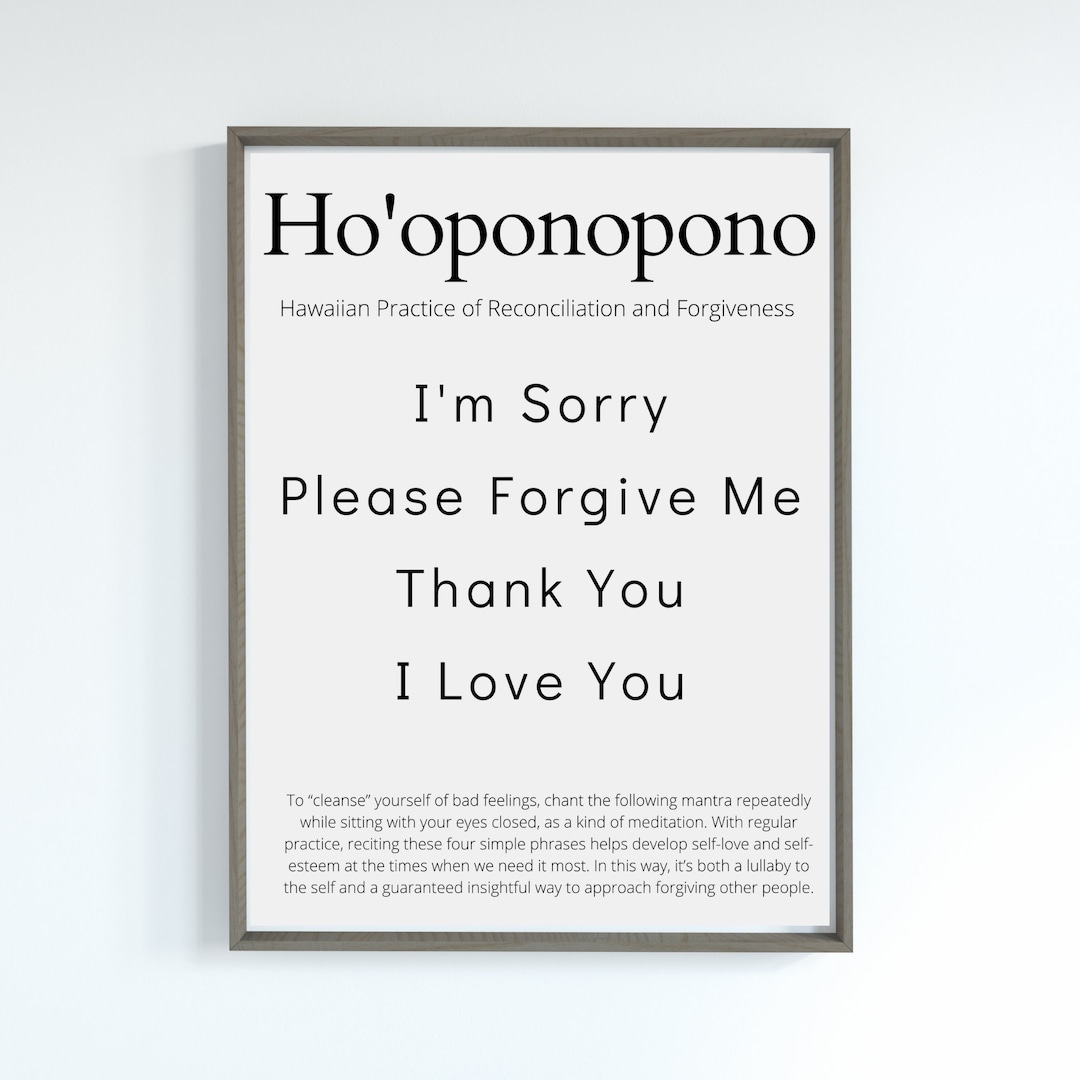 Ho'oponopono Poster I Printable Wall Art I INSTANT DOWNLOAD I Hawaiian Prayer I Spiritual Hippie ...