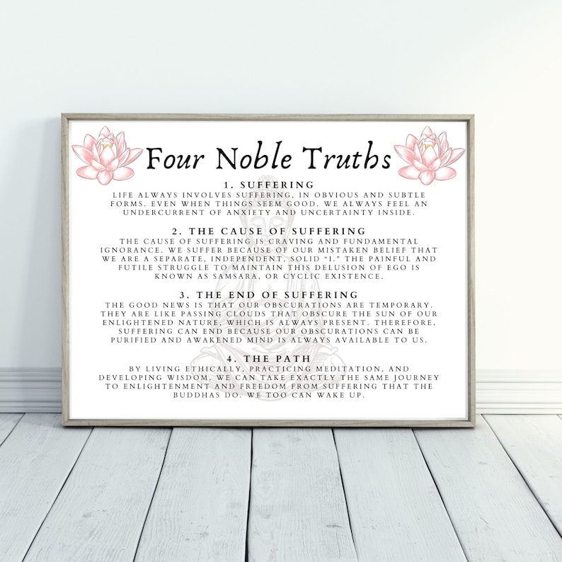 Four Noble Truths Buddhist Art Print, Buddha Quote, - Etsy