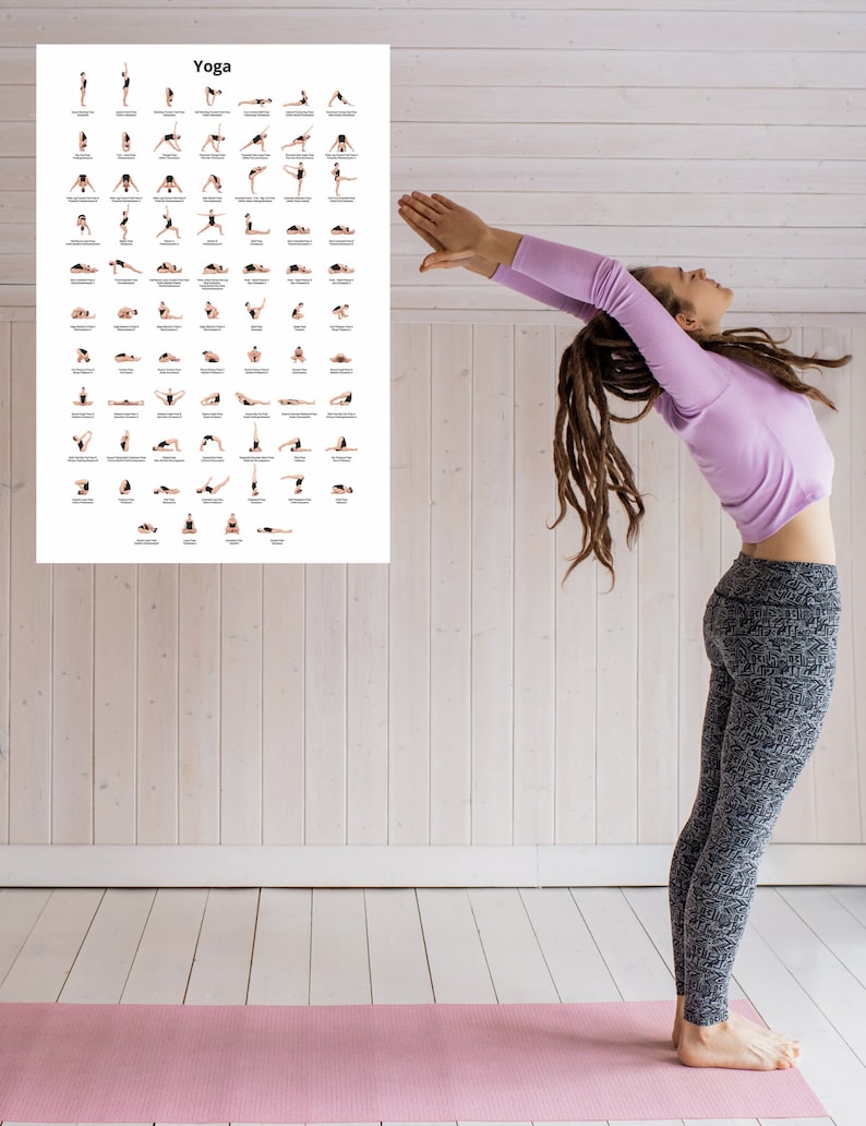 Digital Download Yoga Poses Poster 24x36 Yoga Chart Yoga Pose Poster Print Wall Art Yoga Poster ...