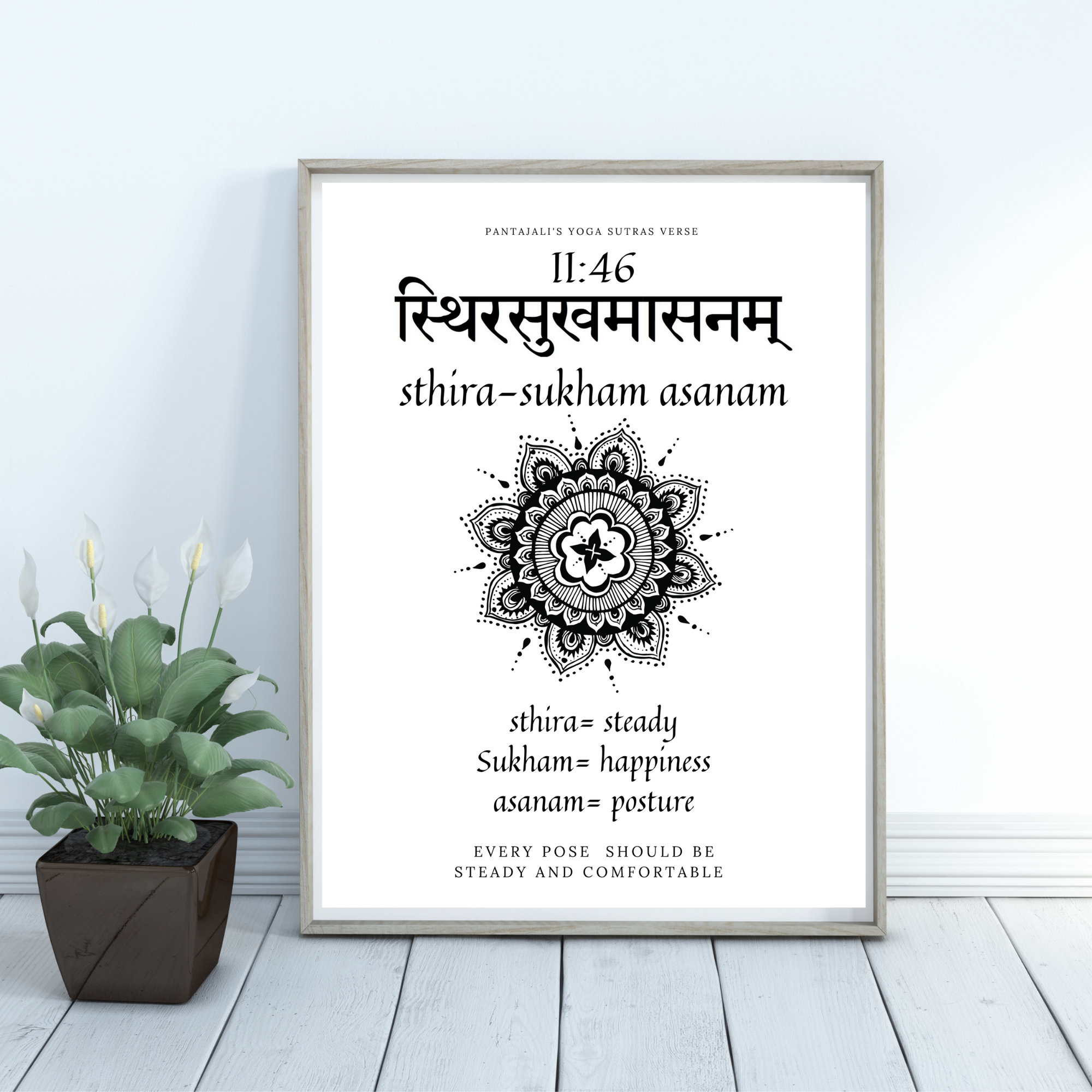 Patanjali Yoga Sutas Print, Sthira Sukham Asanam, 8 Limbs of Yoga, Yoga ...