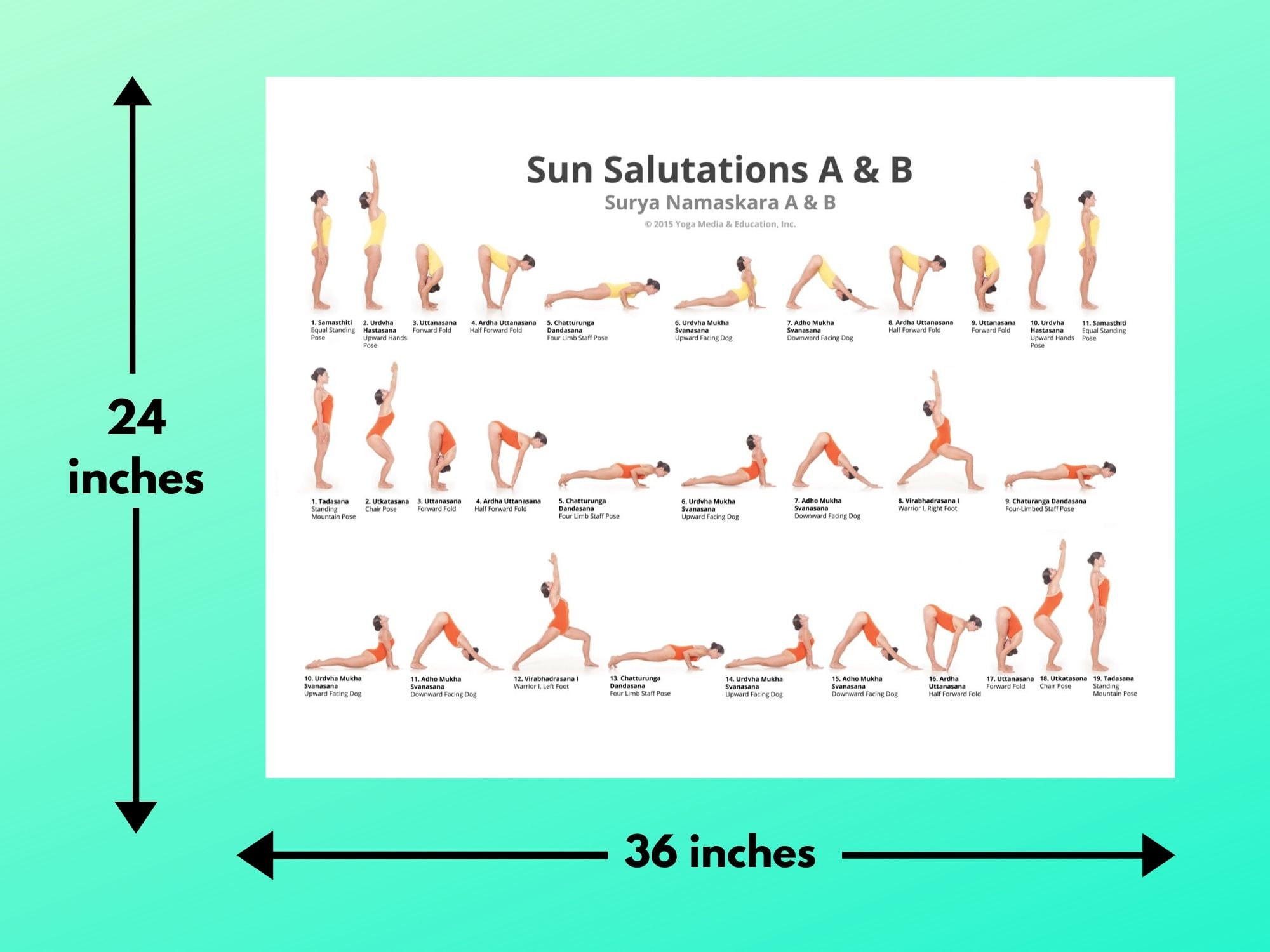 Sun Salutations A & B Yoga Poses Poster Workout Poster Sun Salutation ...