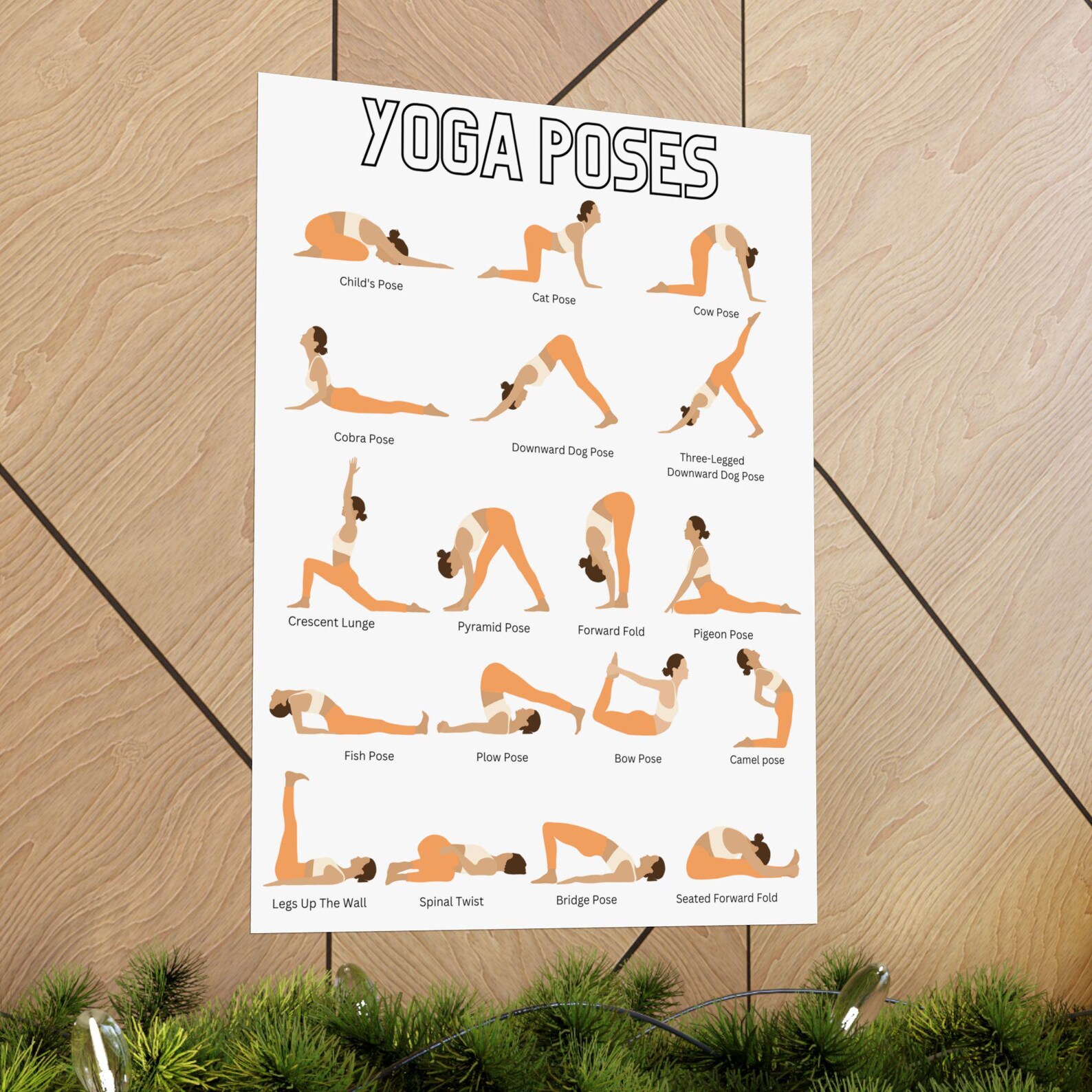Yoga Poster Yoga Chart Yoga Poses and Their Names Print Wall Art Decor ...