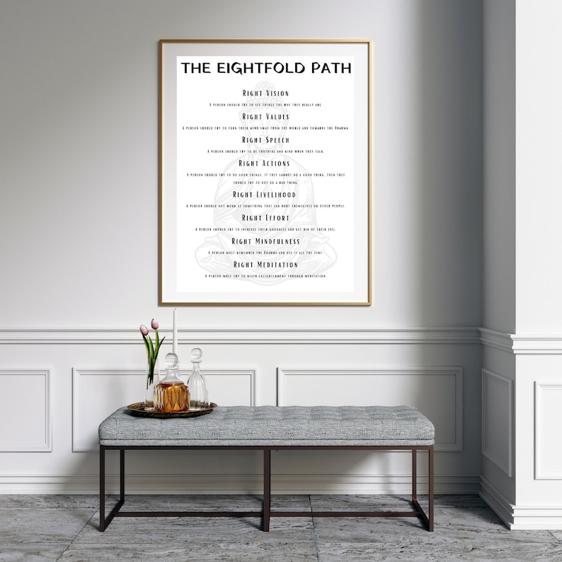 Eightfold Path Print, Buddha Wall Art, Buddhism, Spiritual Decor ...