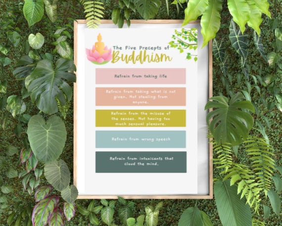 5 Precepts of Buddhism Buddhist Art Buddhist Decor Digital Download ...