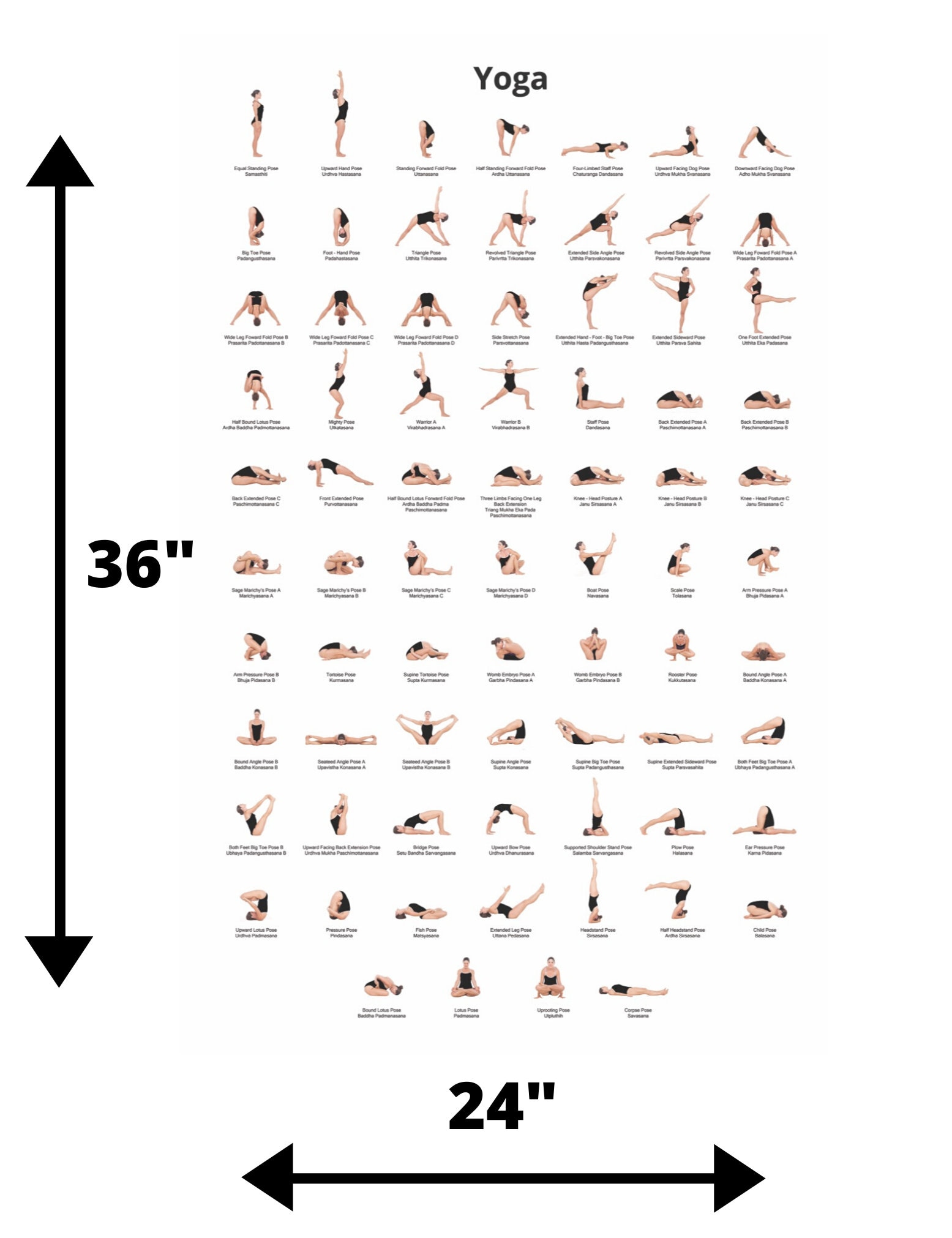 Digital Download Yoga Poses Poster 24x36 Yoga Chart Yoga Pose - Etsy India