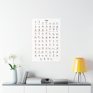 Yoga Poses Poster 24x36 Yoga Chart 75 Yoga Pose Poster Print Wall Art ...