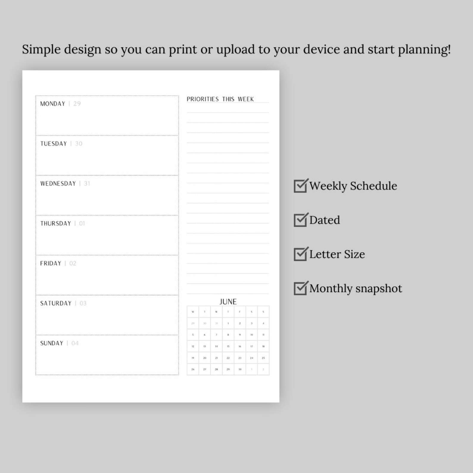 2023 2024 Digital Planner Minimal Design Weekly Planner - Etsy
