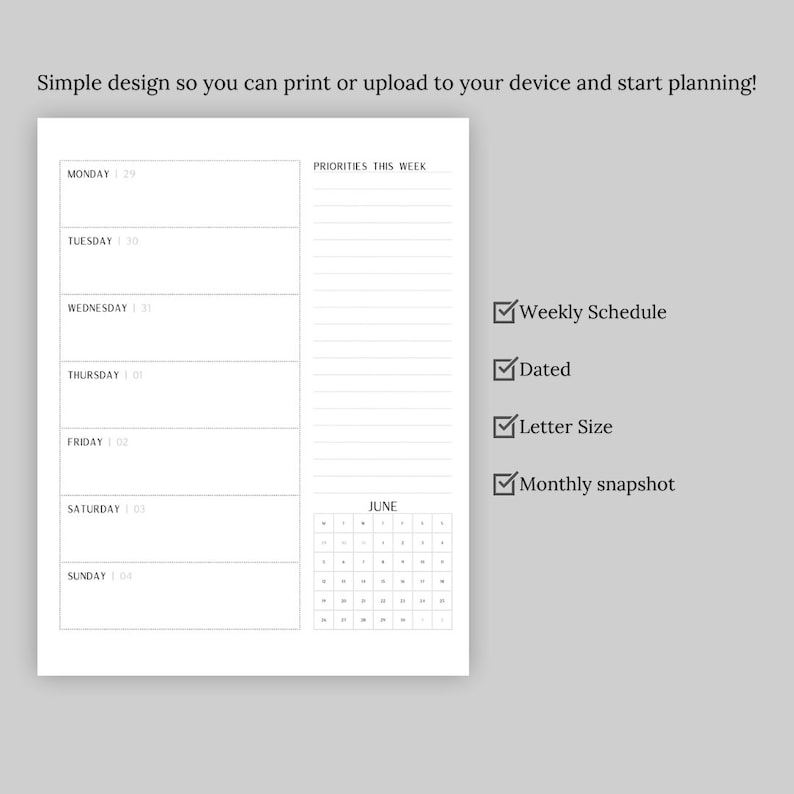 2023 2024 Digital Planner Minimal Design Weekly Planner - Etsy