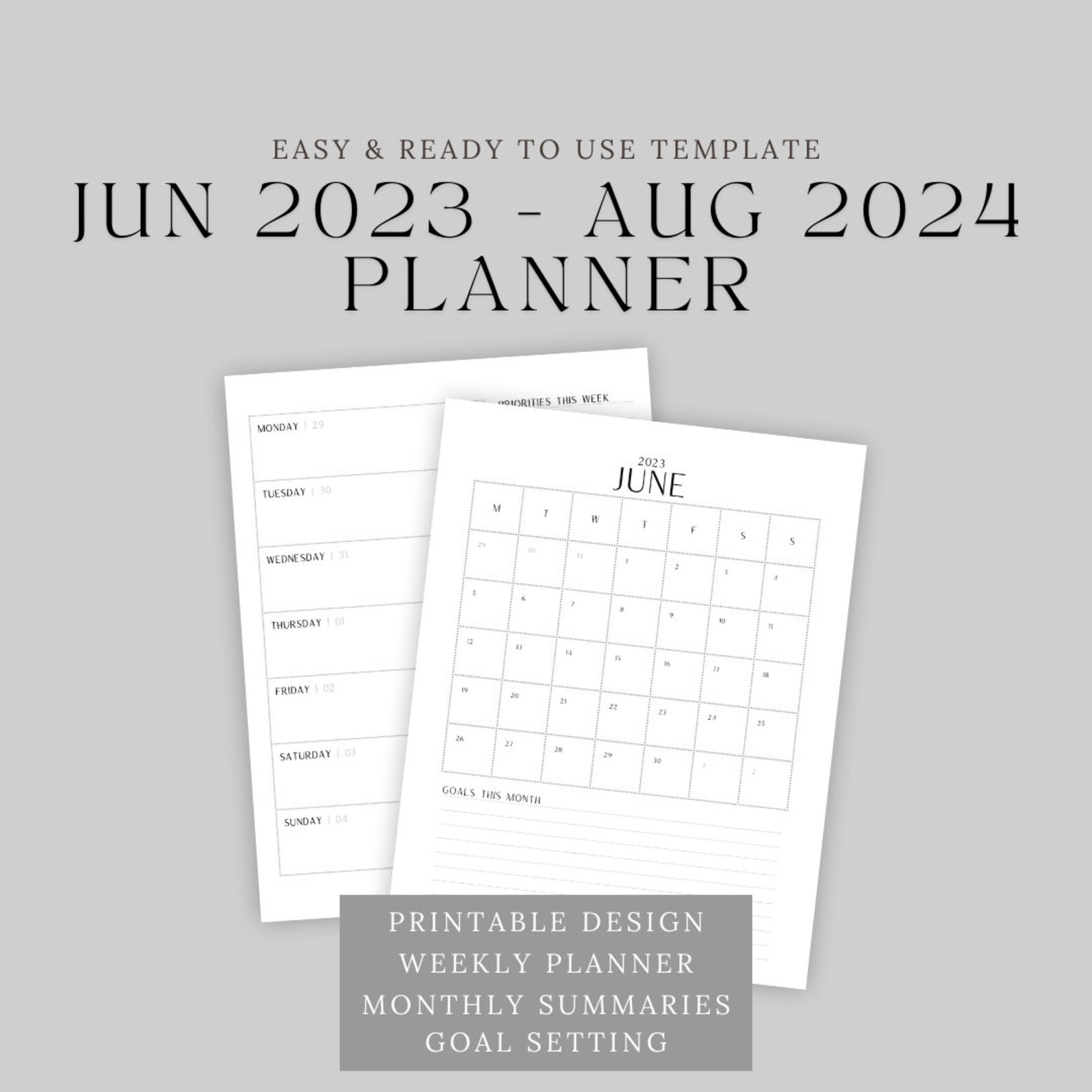2023 2024 Digital Planner Minimal Design Weekly Planner - Etsy