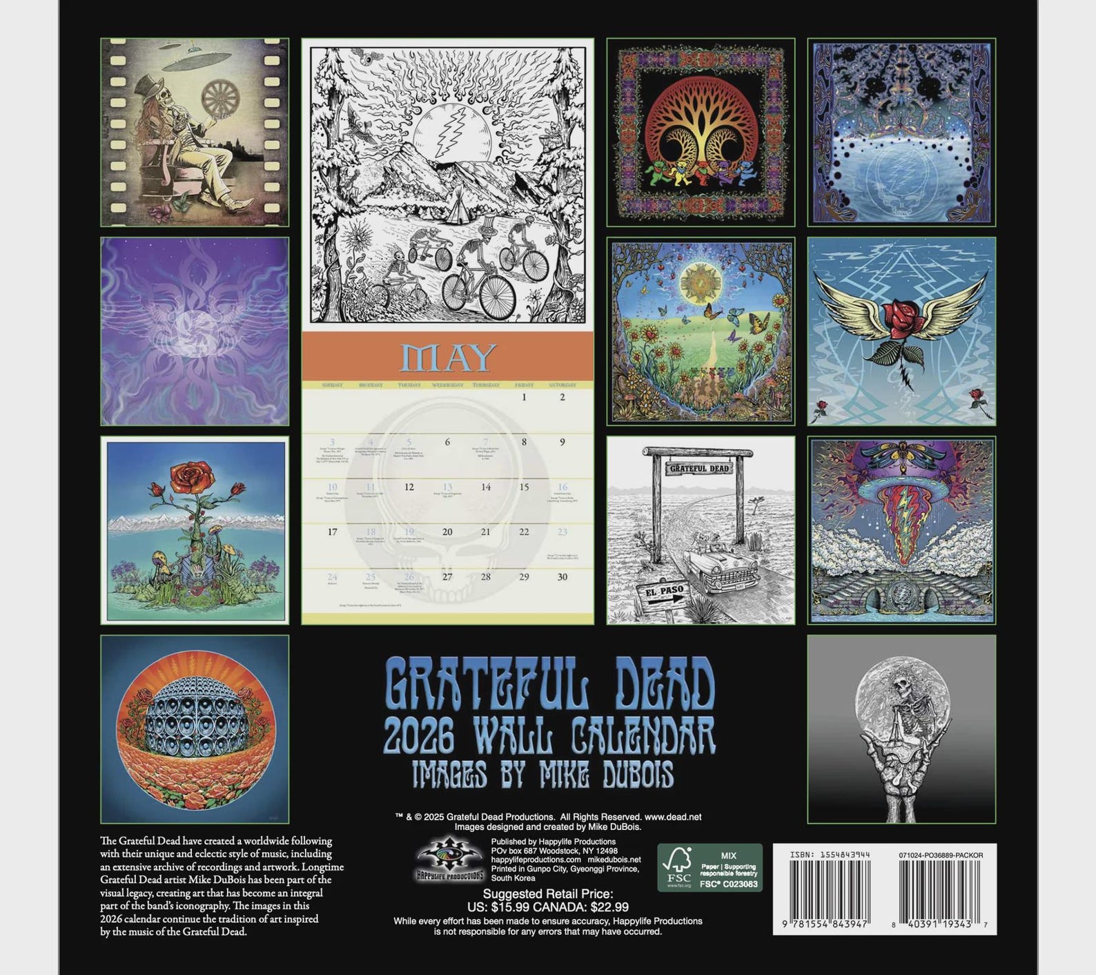 2026 Officially Licensed Grateful Dead Wall Calendar - Artwork by Mike ...
