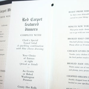 Vintage Menu From the Red Carpet, A Clark Restaurant Seattle, WA - Etsy